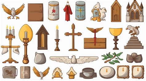 Conjunto De ícones E Símbolos Do Cristianismo Vetor Premium Gerado Com Ia