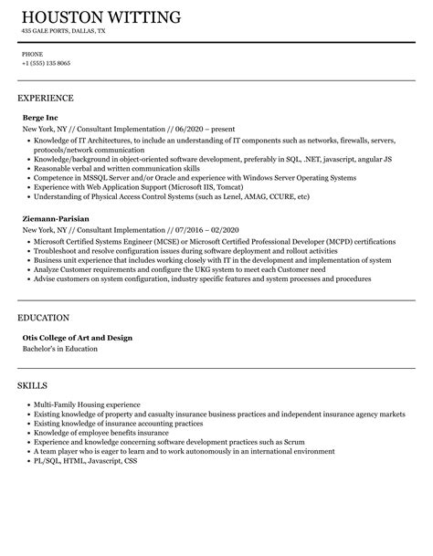 Consultant Implementation Resume Samples Velvet Jobs