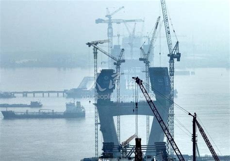 江苏常泰长江大桥建设有序推进 人民图片网