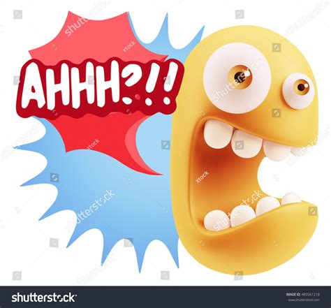 3d Rendering Surprise Character Face Emoticon Stock Illustration 485561218