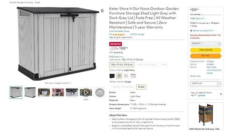 Keter Store It Out Nova Outdoor Garden Furniture Storage 99 94 At Amazon
