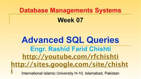 dbms week 07 advanced sql queries in mysql ppt