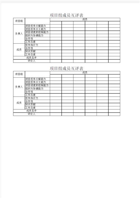 项目组成员互评表 文档之家