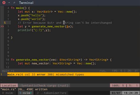 Rust Compiler Errorformat String Vim
