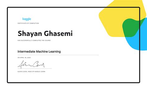 shayan ghasemi completed the intermediate machine learning course on kaggle