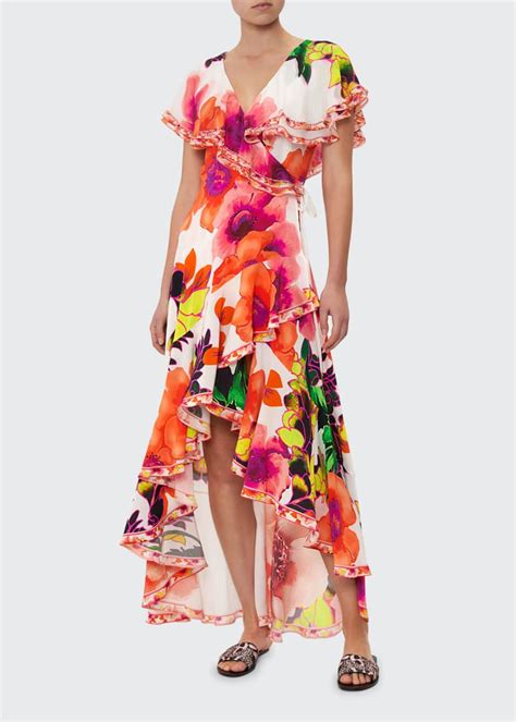 Camilla Pretty As A Poppy Frill Sleeve Long Silk Dress Bergdorf Goodman