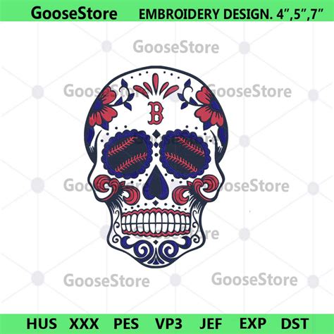 Boston Red Sox Skull Symbol Logo Embroidery Instant Download Inspire