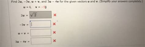 Solved Find U V U V And U V For The Given Vectors Chegg
