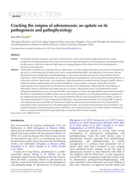 Pdf Cracking The Enigma Of Adenomyosis An Update On Its Pathogenesis