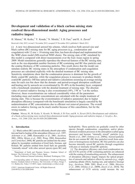 Pdf Development And Validation Of A Black Carbon Mixing State Resolved Three Dimensional Model