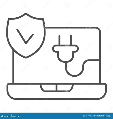 working laptop thin line icon pcrepair concept working laptop vector