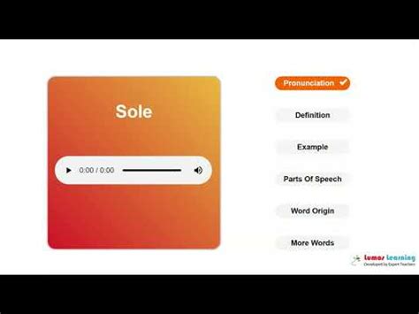 SOLE Definition Pronunciation Grammar Meaning Practice Grade 10