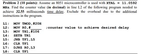 Solved Problem 2 10 Points Assume An 8051 Microcontroller