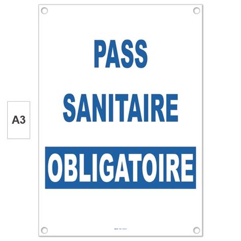 Plaque Pvc Pass Sanitaire Obligatoire A3 Covid 19 Protection Plaque