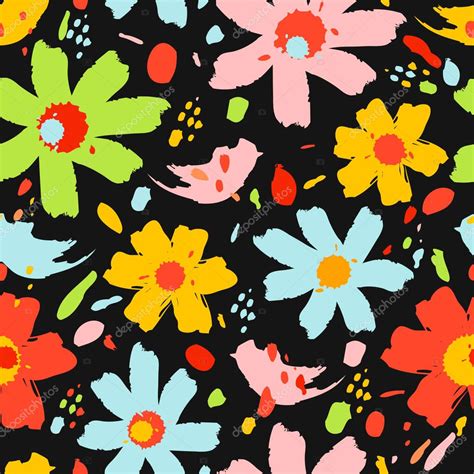 Patr n de flores con flores. Ilustraci n vectorial dibujada a mano ...