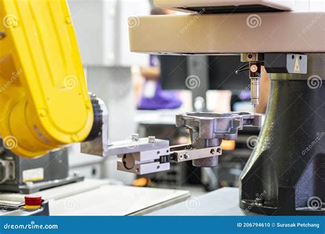Automatic Coordinate Measurement Machine Cmm During Inspection Precision Part Of Engine For