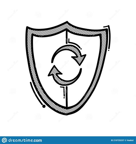 Shield Reload Doodle Vector Icon Drawing Sketch Illustration Hand