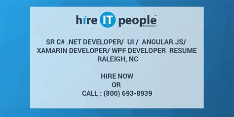 Sr C Net Developer Ui Angular Js Xamarin Developerwpf Developer