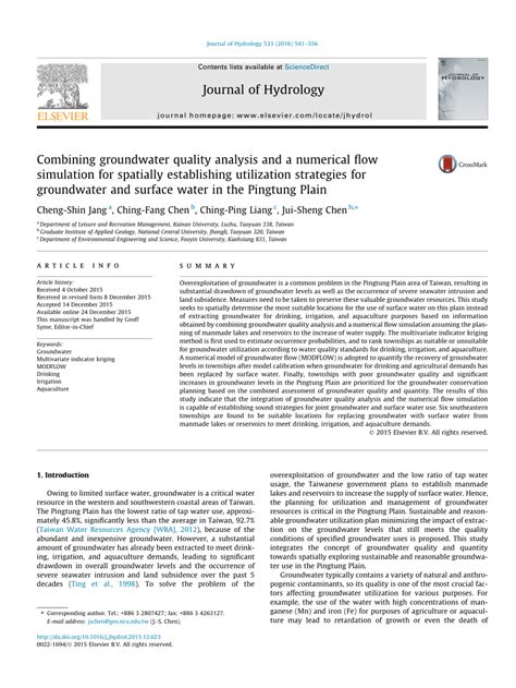 Pdf Combining Groundwater Quality Analysis And A Numerical Flow Simulation For Spatially