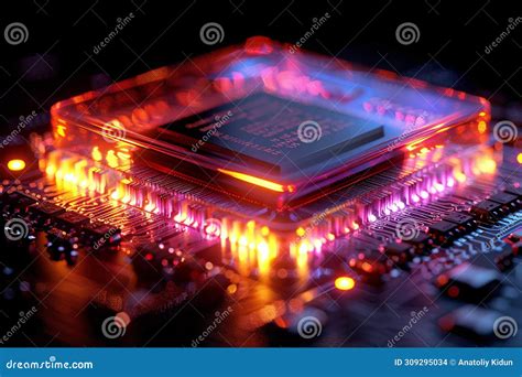 Hardware Chip Isolated On Black Background Electrical Circuit Board Rendering Abstract Computer