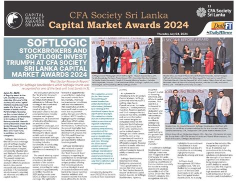 Capitalmarkets Cfa Awards2024 Softlogicstockbrokers Softlogicinvest Researchexcellence