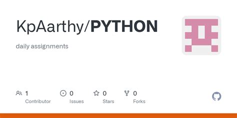 GitHub KpAarthy PYTHON Daily Assignments