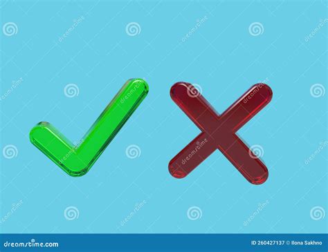 3d Glass Check And Cross Mark 3d Render Stock Illustration
