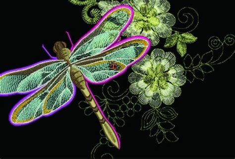 Dragonfly Embroidery Design Dragonfly Floral Embroidery Etsy