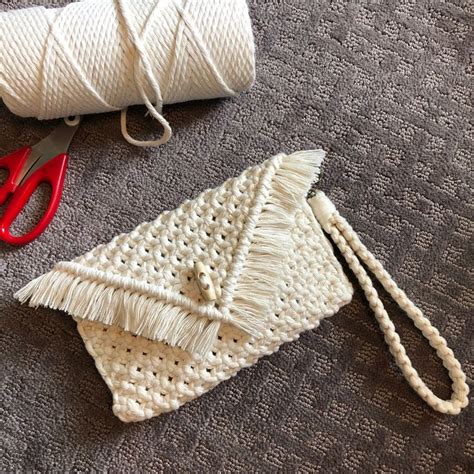 Macrame Clutch With Wristlet Handle Clutch Bag Clutch Knitted