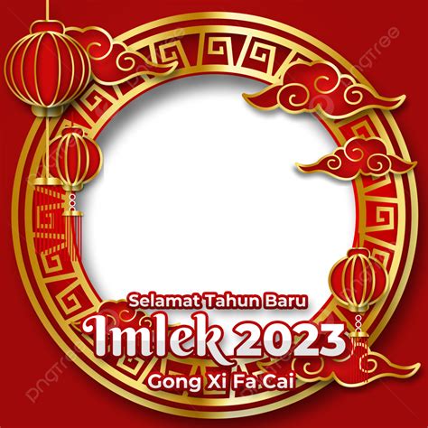 Twibbon 2023 Lunar New Year With Chinese Lamp And Cloud Decoration