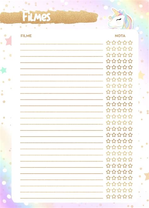 Planner Unicornio 2019 Filmes Fazendo A Nossa Festa