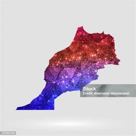 모로코지도 추상 다각형 기하학적 스타일 삼각형 모양 벡터 일러스트 레이 션 낮은 폴리 흰색 배경에 다채로운 모로코에 대한 스톡