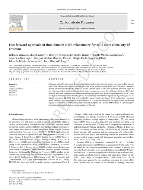 Pdf Fast Forward Approach Of Time Domain Nmr Relaxometry For Solid State Chemistry Of Chitosan