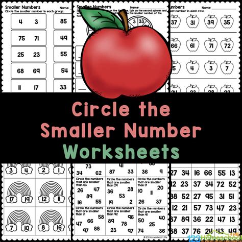 Circle The Smaller Number Comparing Number Worksheets
