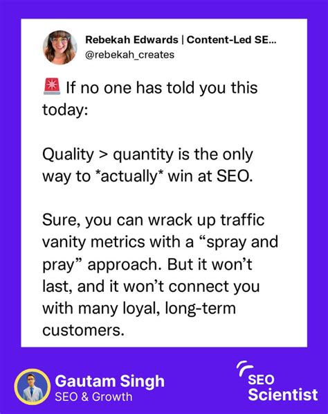 Gautam Singh On Linkedin Seo Tip 🔍 Quality Over Quantity In Seo In
