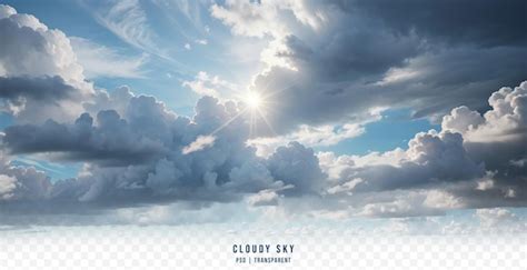 Un Cielo Azul Con Nubes Blancas Y Sol Aislado Sobre Fondo Transparente