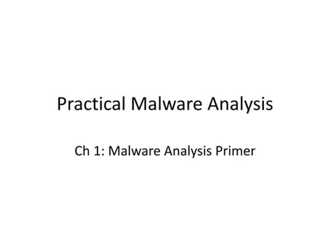 Introduction To Malware Analysispptx