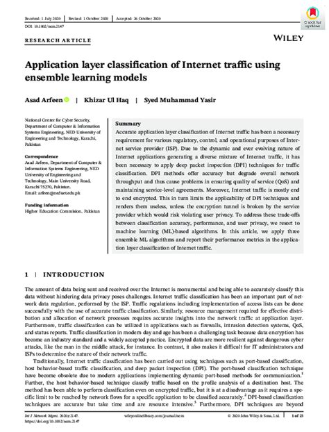 pdf application layer classification of internet traffic using