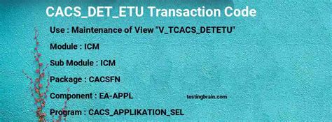 Cacs Det Etu Sap Tcode For Maintenance Of View V Tcacs Detetu