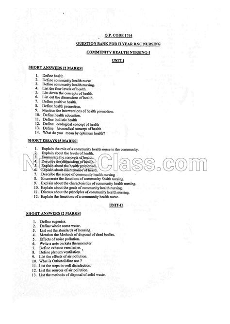 CHN Bsc Nursing Practice Questions Bsc Nursing Studocu