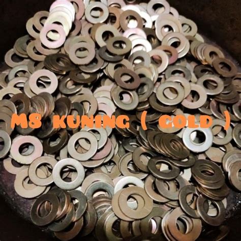 Jual Ring Plate M8 Kiloan Ring Plate M8 Kuning Baut Kunci 12 Isi