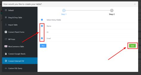 create table from csv ninja tables