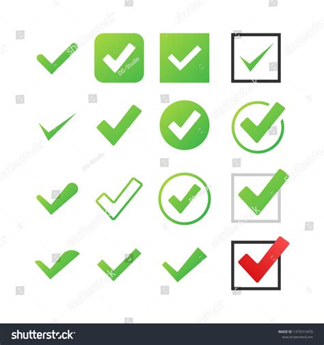 Set Check Marks Ticks Tick Symbol vector de stock libre de regalías