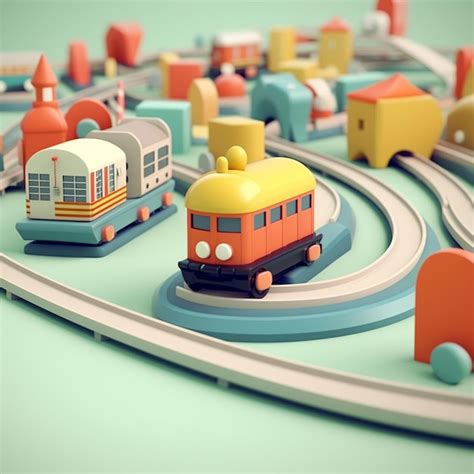 Premium Ai Image Cartoon Train 3d
