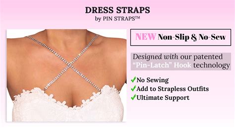 No Sew Rhinestone Dress Straps Single Row Silver By Pin Straps