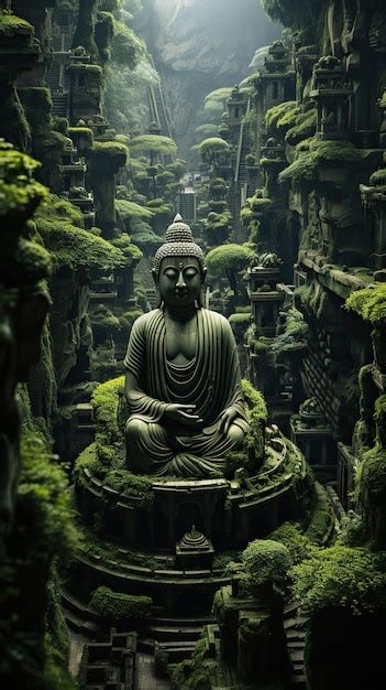 El Santuario Sereno El Templo Majestuoso En La Estatua De Junglebuddha