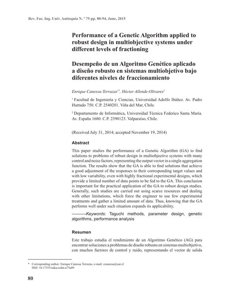 Pdf Performance Of A Genetic Algorithm Applied To Robust Design In Multiobjective Systems