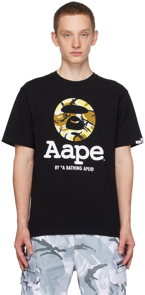 Aape By A Bathing Ape Black Moonface Camo T Shirt Aape By A Bathing Ape