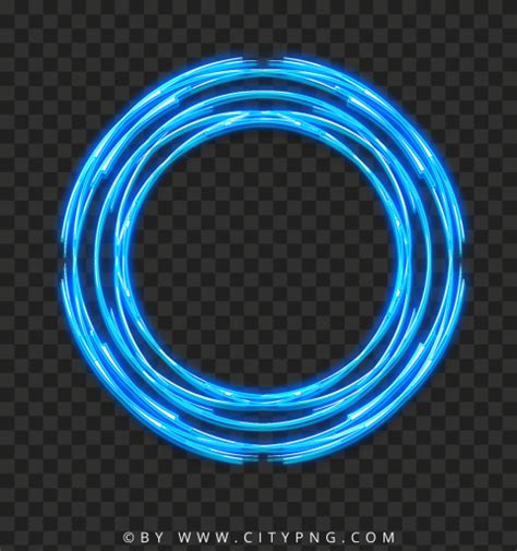 Blue Glowing Neon Lines Circle Free Png Citypng