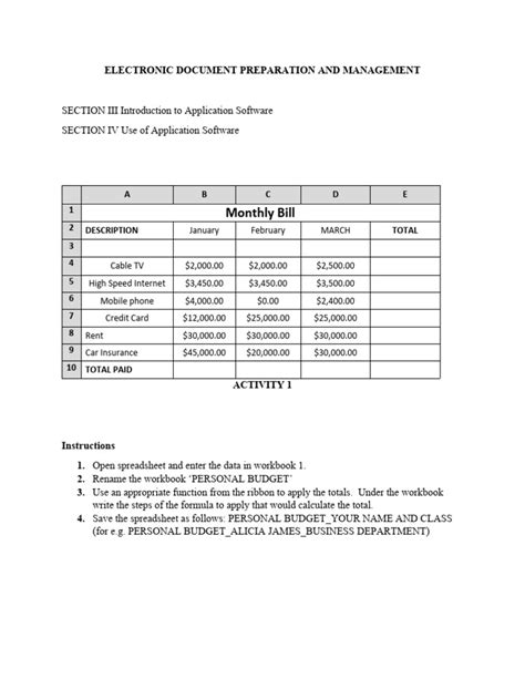 Edpm Spreadsheet Activity Pdf